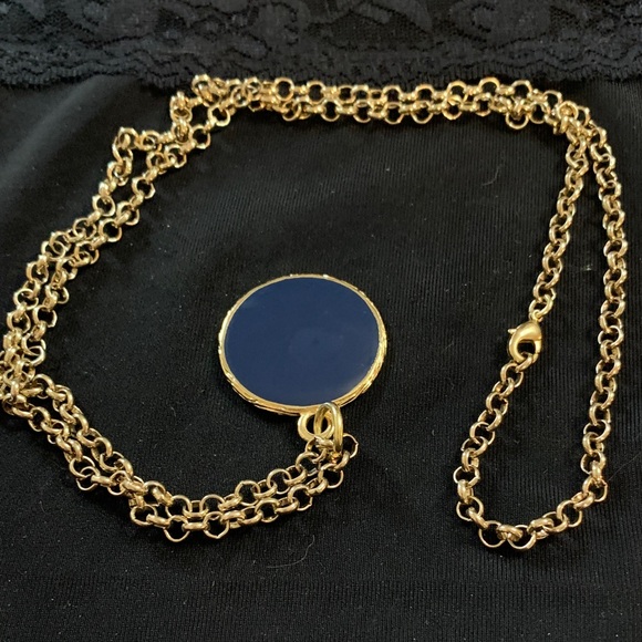 Jewelry | Elegant Gold Tone And Royal Blue Pendant Necklace | Poshmark